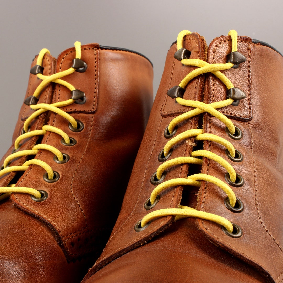 Round and Thin Yellow Waxed Shoelaces, Round and Thin Yellow Shoelaces ...