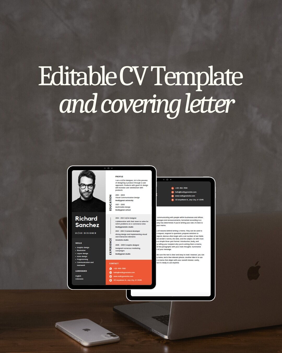 Editable CV Template - Etsy