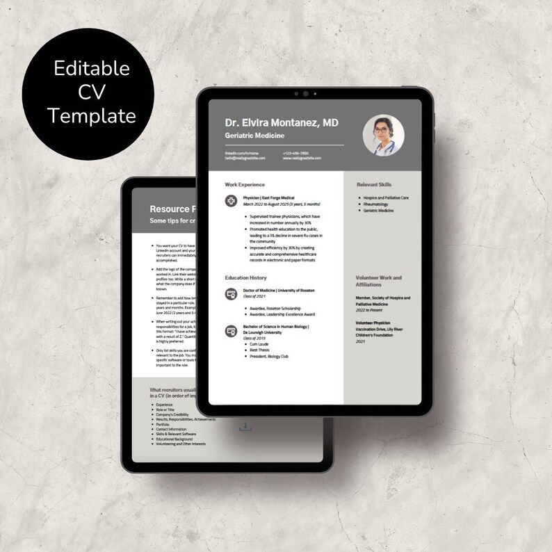 Editable CV Template - Etsy