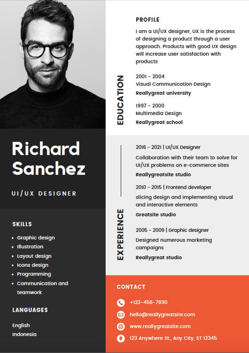 Editable CV Template - Etsy