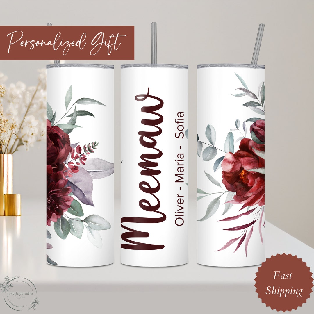 Floral Meemaw Tumbler With Names Custom Mother's Day Gifts to Go Cup ...