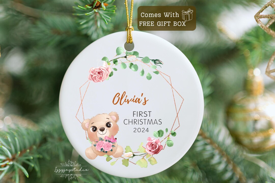 Personalized Baby's First Ornament, Customized Baby Girl's First ...