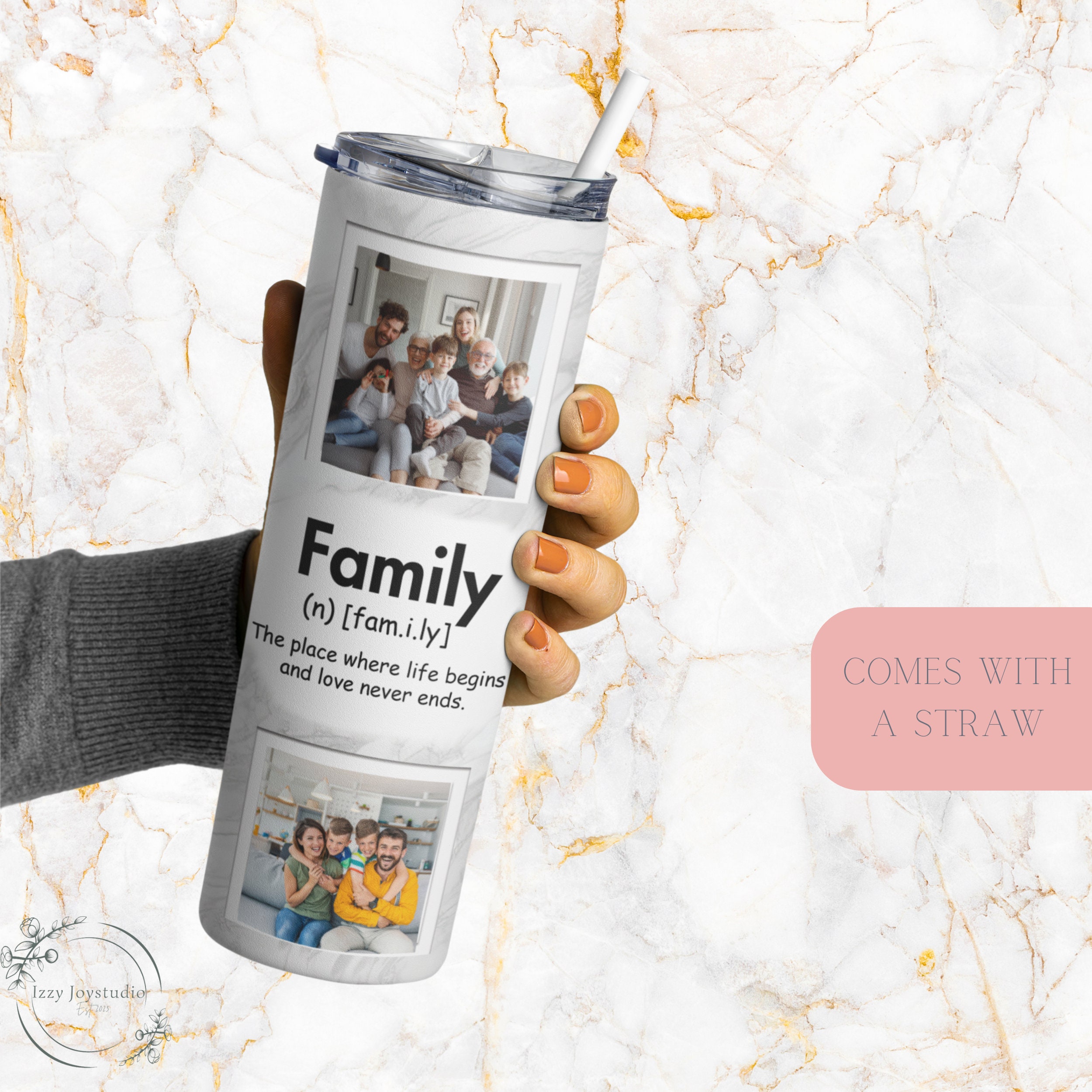 Personalized Family Photo Collage Tumbler With Straw Fun Custom Picture ...