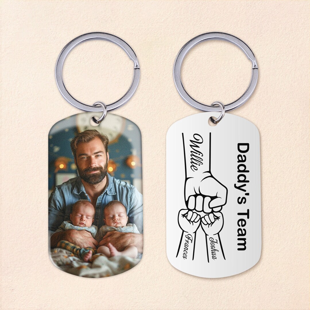 Custom Daddy Keyring, Photo Keychain for Daddy, Dad Fists With Kids ...