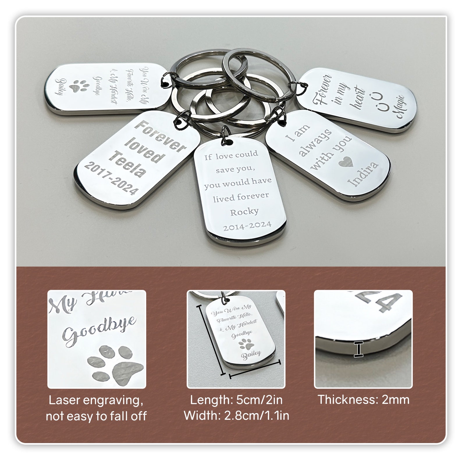Custom Laser Engraved Stainless Steel Keychain, Personalized Gift - Etsy