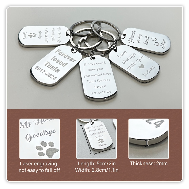 Custom Laser Engraved Stainless Steel Keychain, Personalized Gift - Etsy