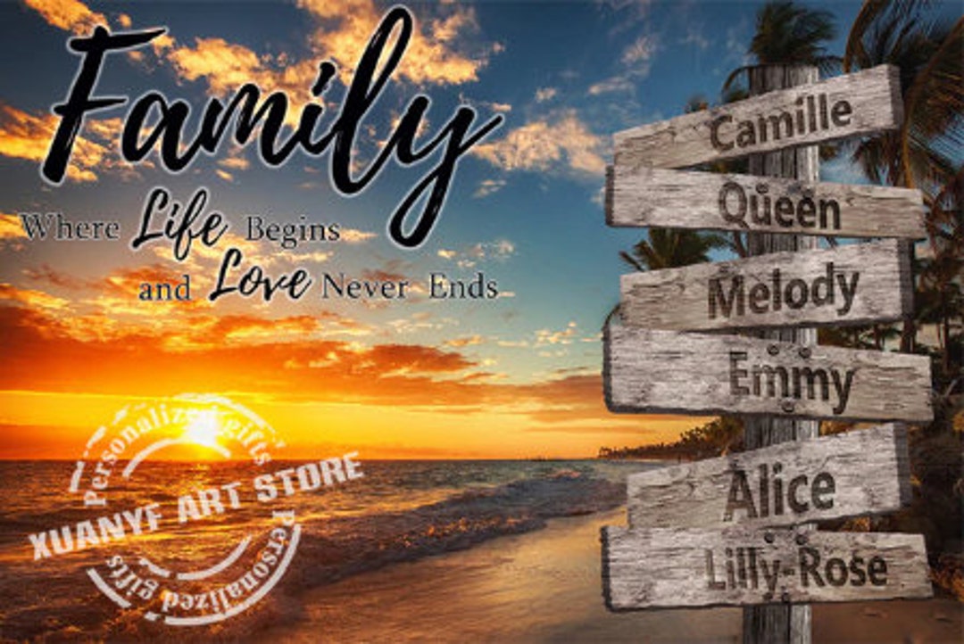 Personalized Sunset Beach Family Where Life Begin Love Never Ends ...