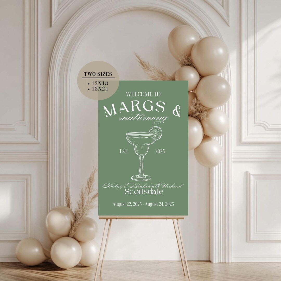 Modern Margs and Matrimony Welcome Sign Bachelorette Banner Minimalist ...