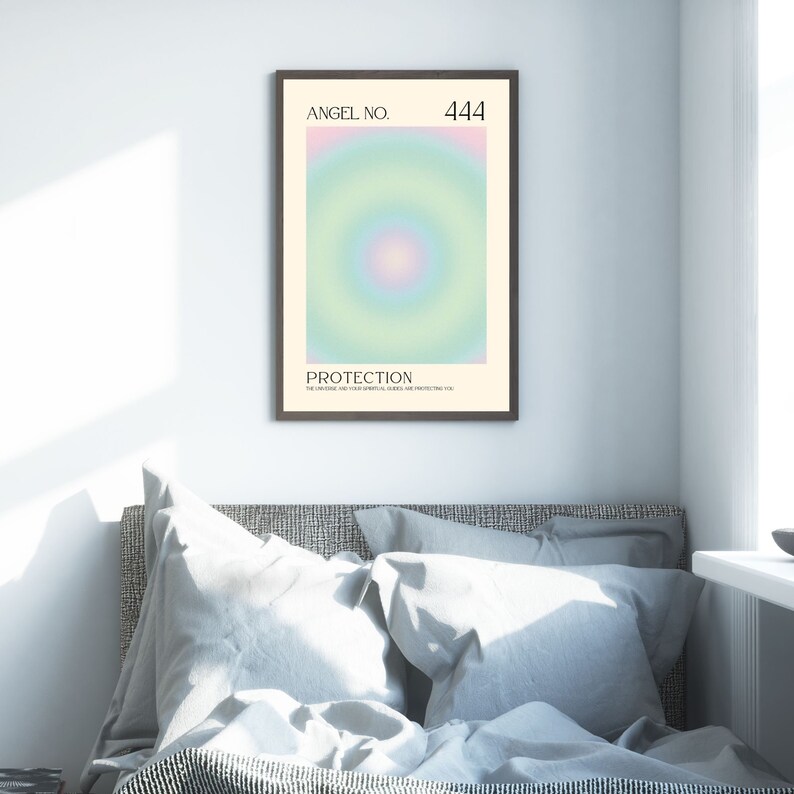 Angel Number 444, Spiritual Aura Poster, Colourful Art Print, Angel ...