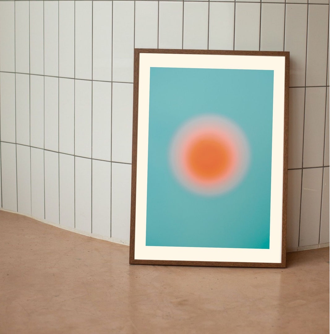 Turquoise Aura Poster, Retro Gradient Poster, Spiritual Poster, Aura ...