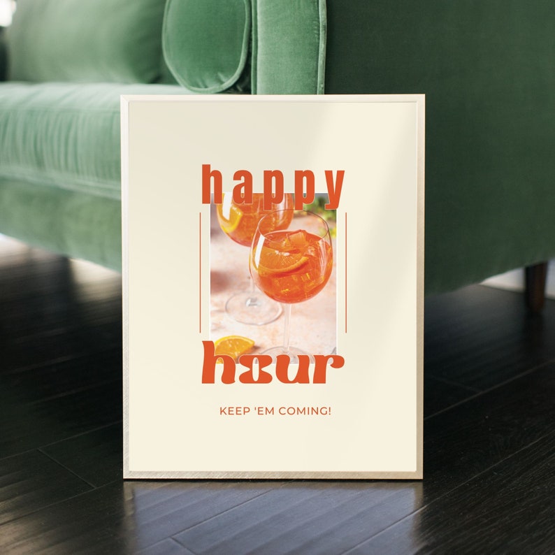 Aperol Spritz Poster Happy Hour Art Print Retro Cocktail - Etsy
