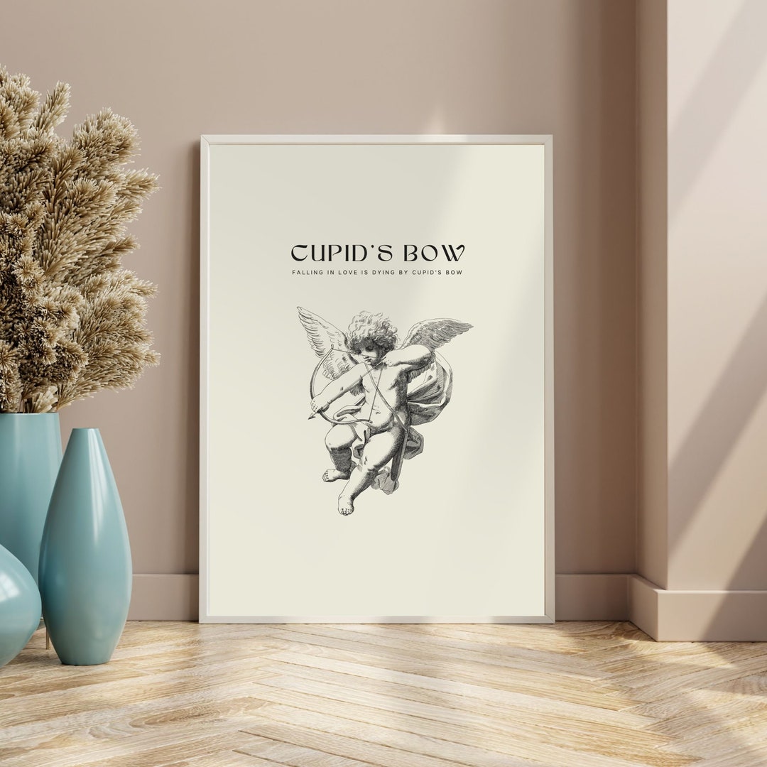 Cupid's Bow Print, Cupid Drawing Wall Art, Love Quote Poster, Black and ...