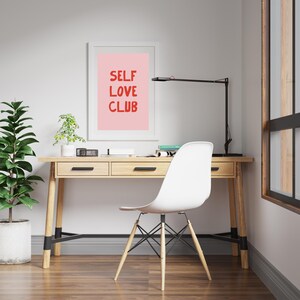 Self Love Club Printable Poster, Pink Dorm Wall Art, Love Quote Home ...