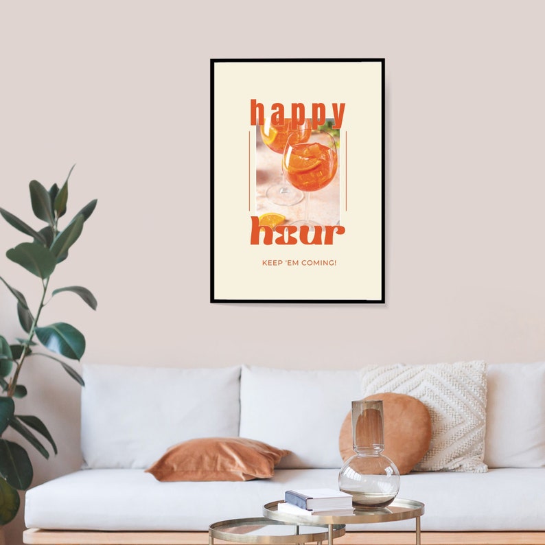 Aperol Spritz Poster Happy Hour Art Print Retro Cocktail - Etsy