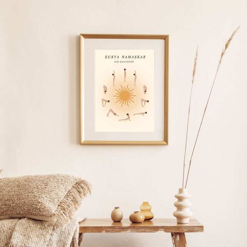 Sun Salutation A Yoga Sequence Zen Peaceful Minimalist Art, Ashtanga Vinyasa Yoga, Gift for Yoga ...