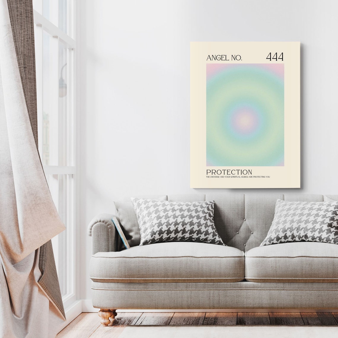 Angel Number 444, Spiritual Aura Poster, Colourful Art Print, Angel ...