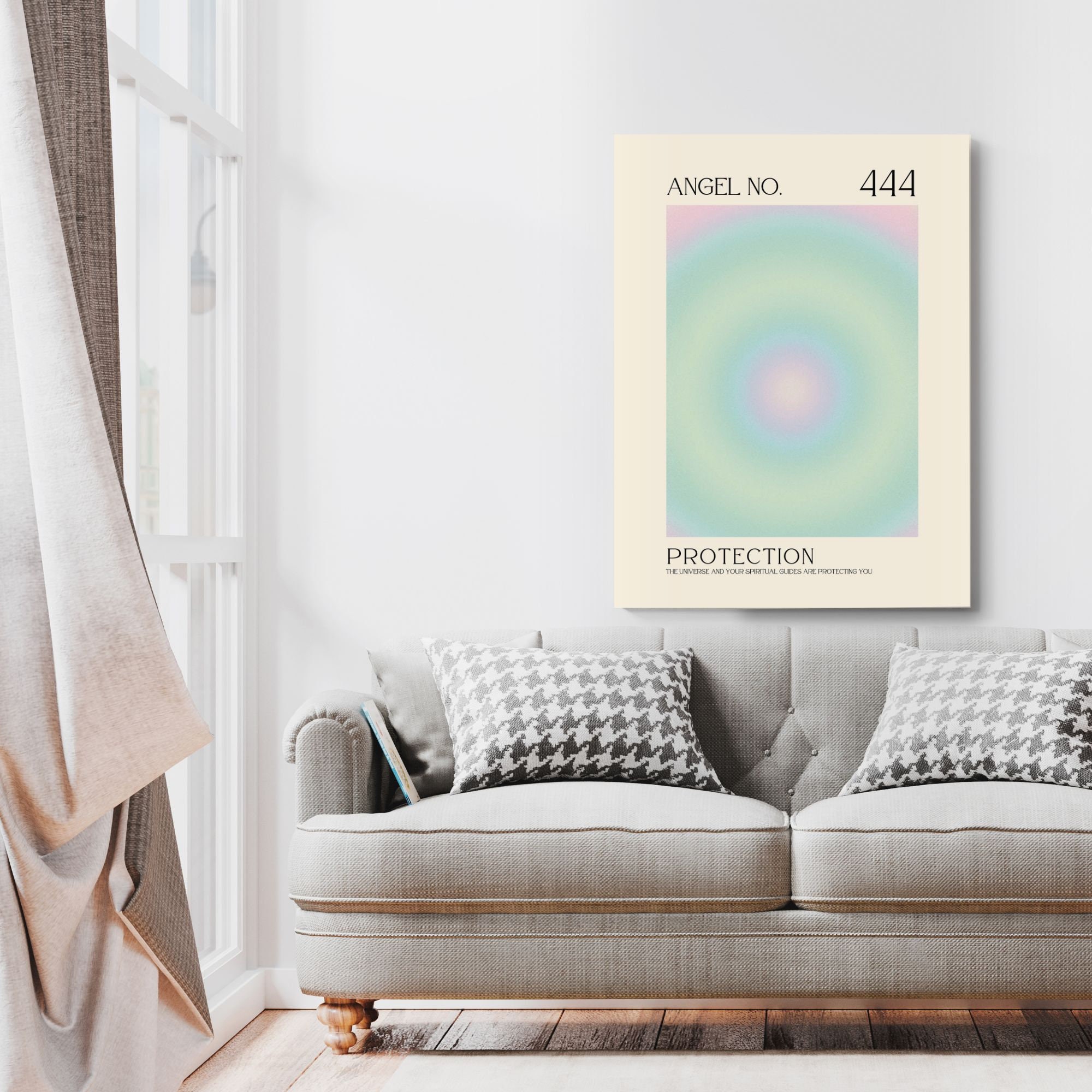 Angel Number 444, Spiritual Aura Poster, Colourful Art Print, Angel ...