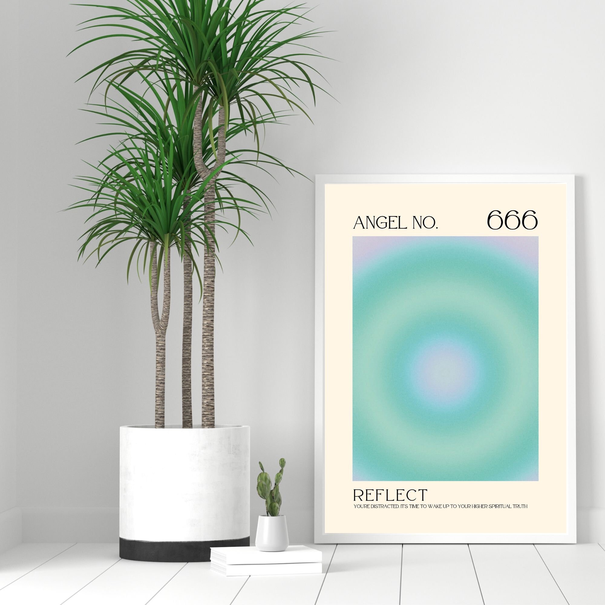 Angel Number 666, Spiritual Aura Poster, Colourful Art Print, Angel ...