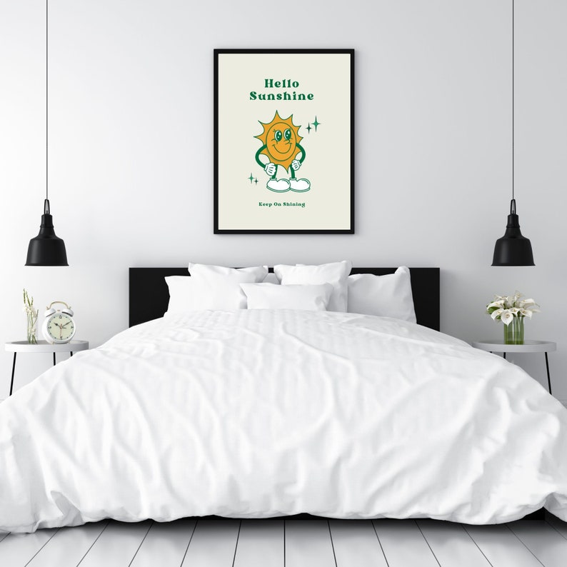 Hello Sunshine, Keep on Shining Poster, Retro Wall Art, Positive ...