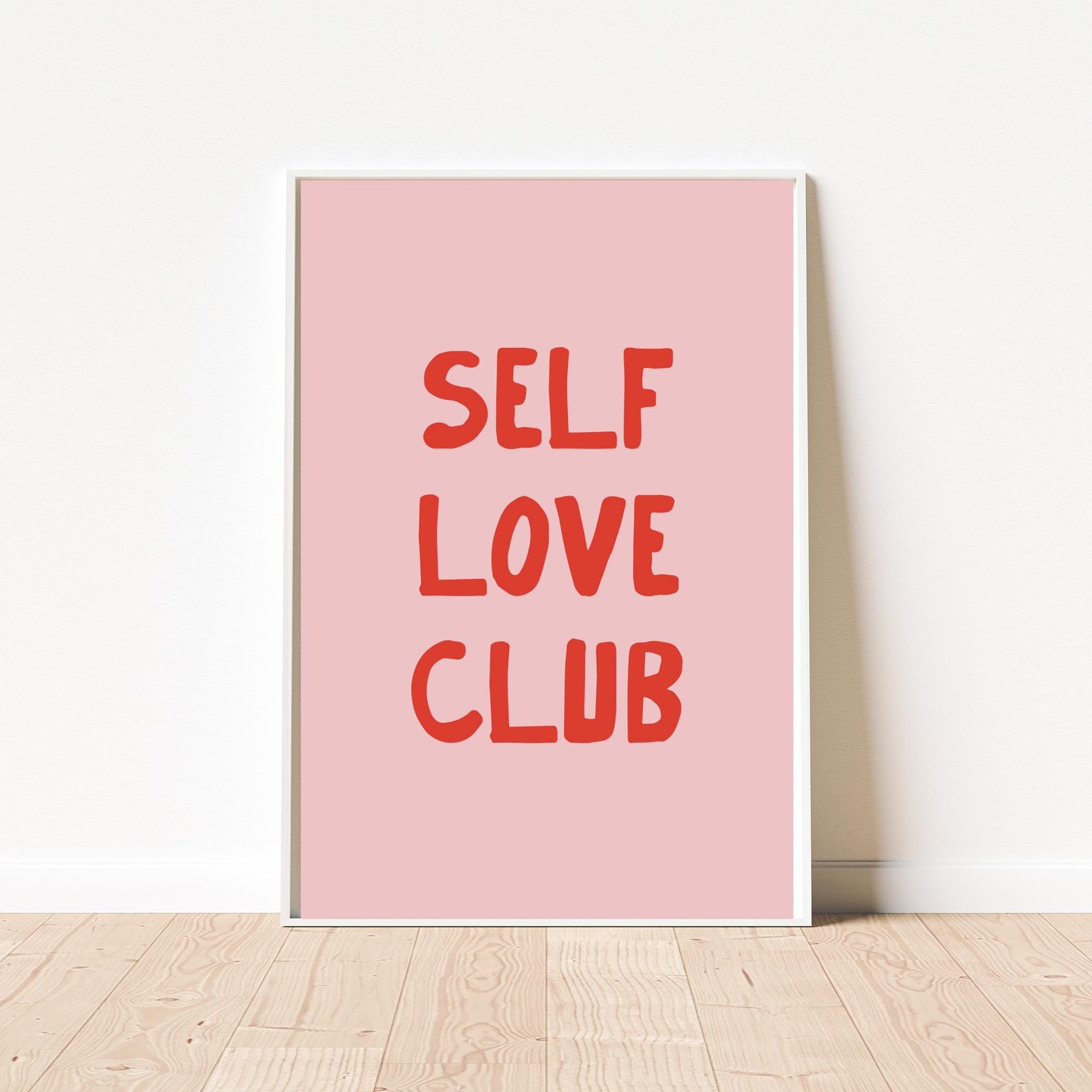 Self Love Club Printable Poster, Pink Dorm Wall Art, Love Quote Home ...