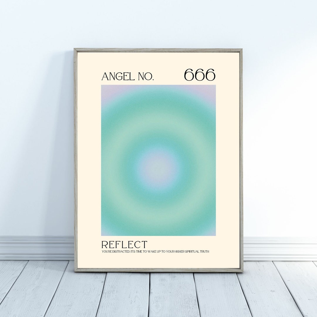 Angel Number 666, Spiritual Aura Poster, Colourful Art Print, Angel ...