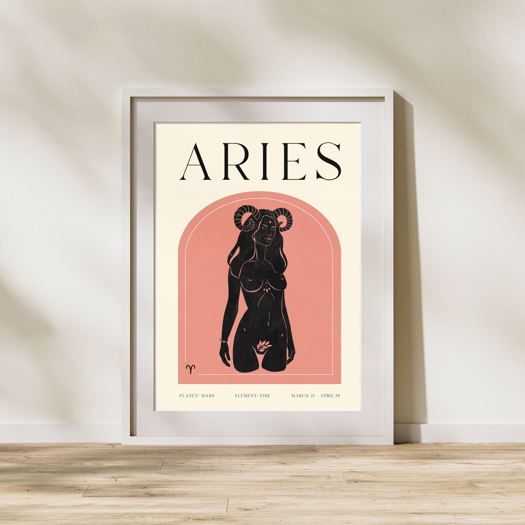 ARIES Print, Horoscope Zodiac Printable Art, Astrology Art, Star Sign ...