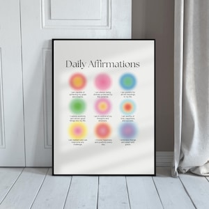 Daily Affirmations Positive Printable Wall Art, Aura Gradient Energy ...