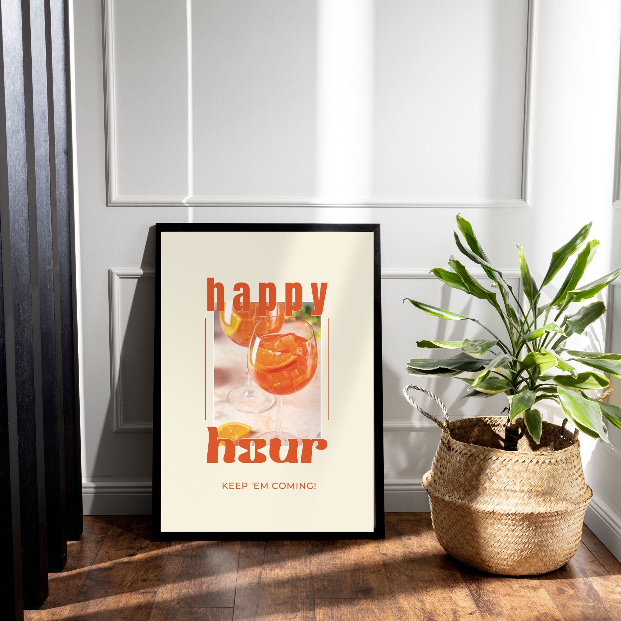 Aperol Spritz Poster, Happy Hour Art Print, Retro Cocktail Print ...