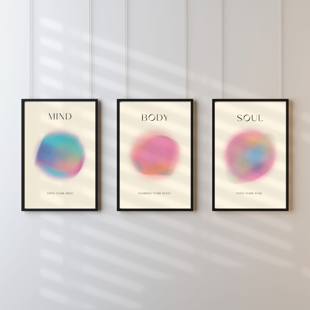 MIND BODY SOUL Art Print, Spiritual Aura Poster, Colourful Art Print ...