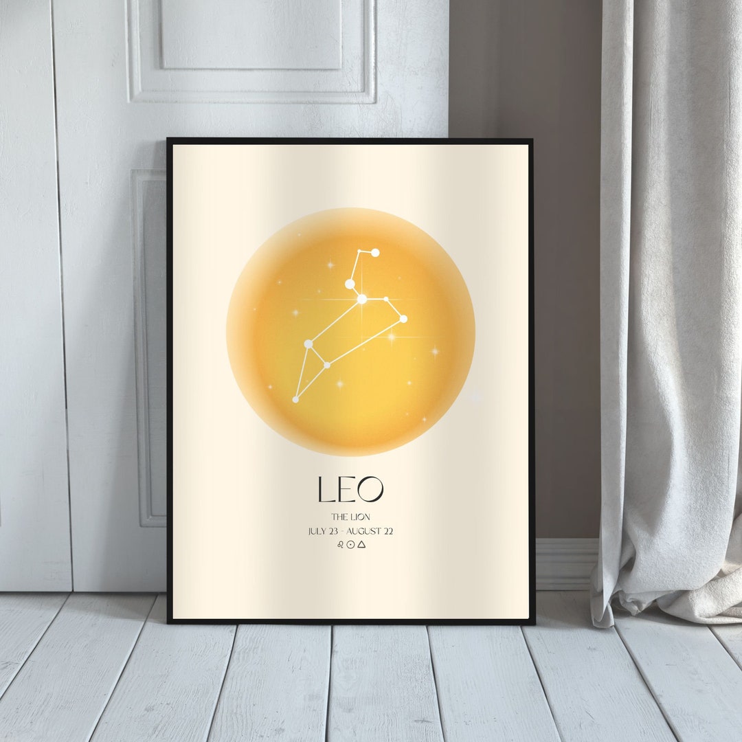 Leo Art Print, Horoscope Zodiac Printable Art, Astrology Art, Star Sign ...