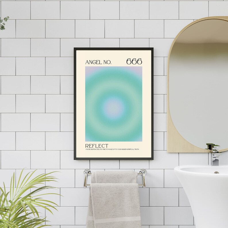 Angel Number 666, Spiritual Aura Poster, Colourful Art Print, Angel ...
