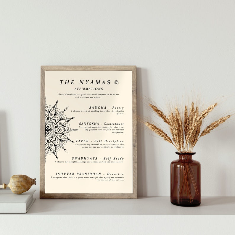 Yama Niyama Printable Wall Art, Ashtanga 8 Limbs of Yoga, Yoga ...