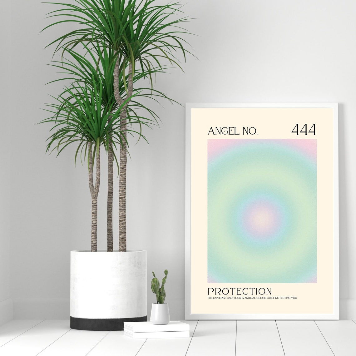 Angel Number 444, Spiritual Aura Poster, Colourful Art Print, Angel ...