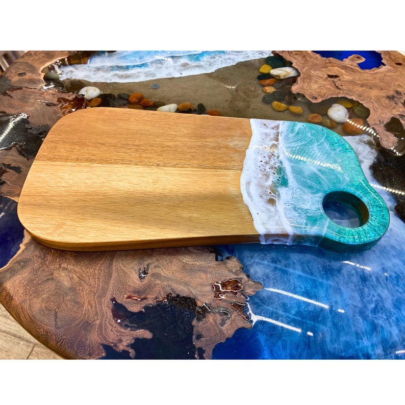 Ocean Resin Art Board | Large Resin Serving Tray | Engraved Chopping ...