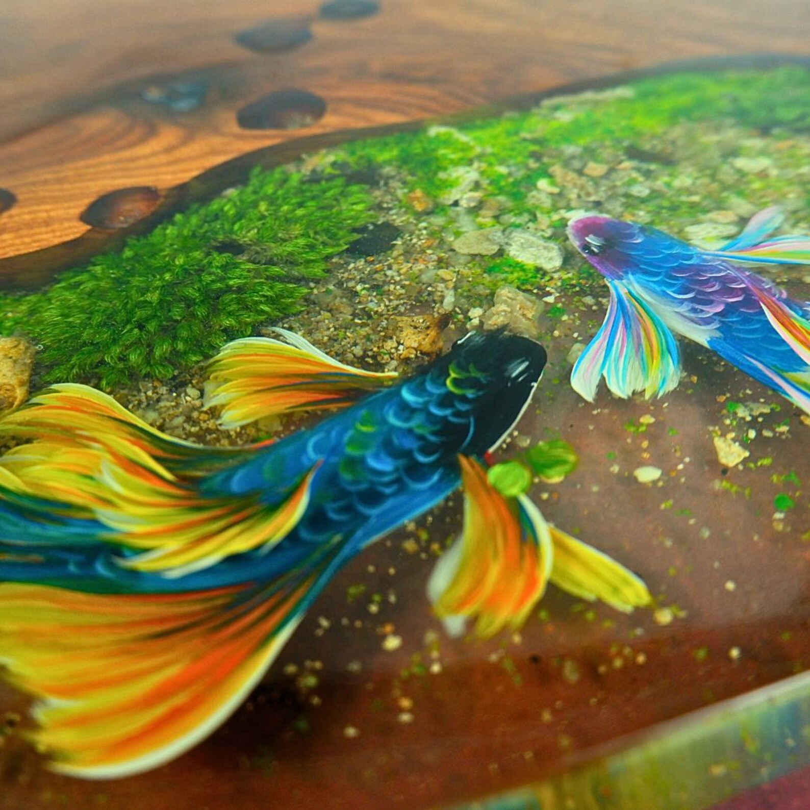 3D Fish Art Tea Tray | Custom Epoxy Tea Table| | Living Room Decor ...