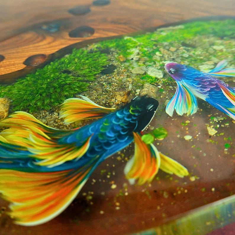 3D Fish Art Tea Tray | Custom Epoxy Tea Table| | Living Room Decor ...