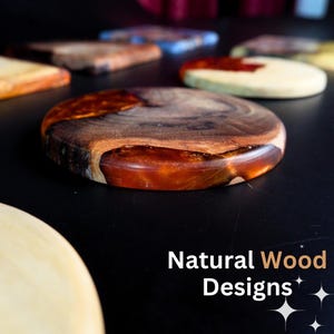 Wooden Epoxy Resin Coasters Set of 4, Home Decor, New Home Gifts, Wood ...
