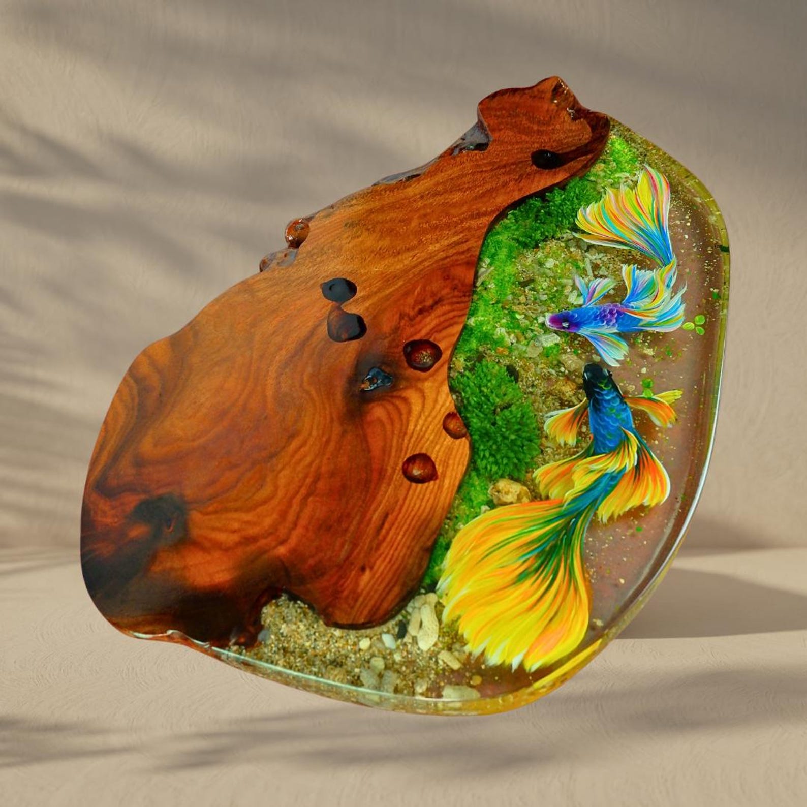 3D Fish Art Tea Tray | Custom Epoxy Tea Table| | Living Room Decor ...