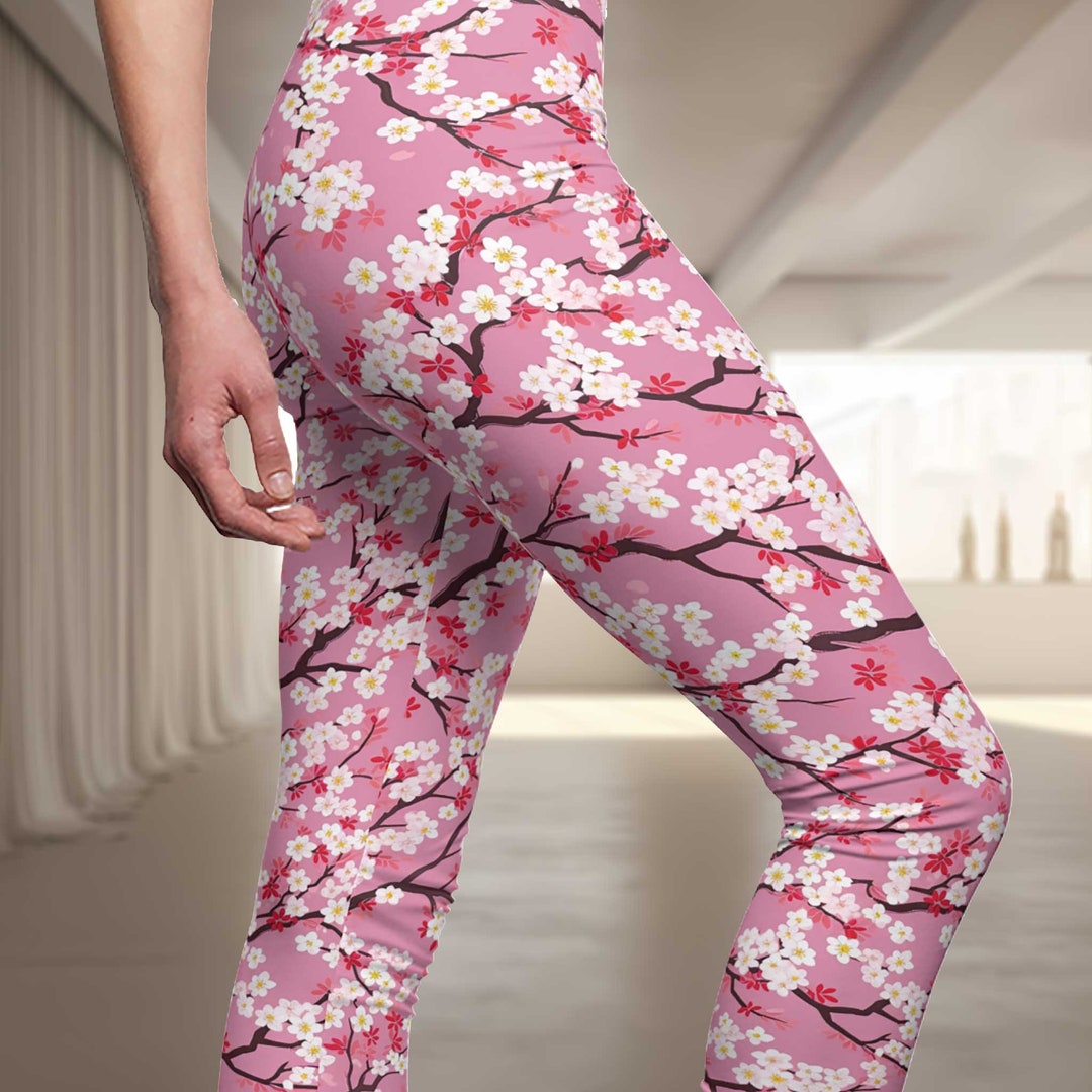 Cherry Blossom Japanese Art Pattern Leggings Yoga Pants - Etsy