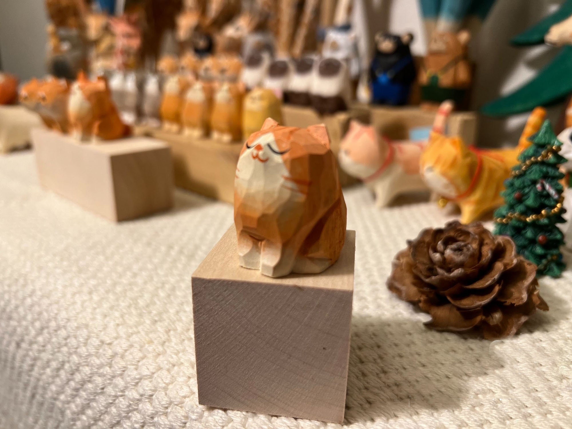 Handmade Wooden Cat Cat Statue Cute Figurines Wooden Cat - Etsy