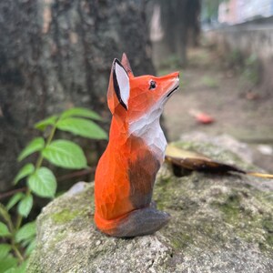 Handmade Wooden Fox, Cute Fox Statue, Wooden Fox, Fox Decoration, Wood ...