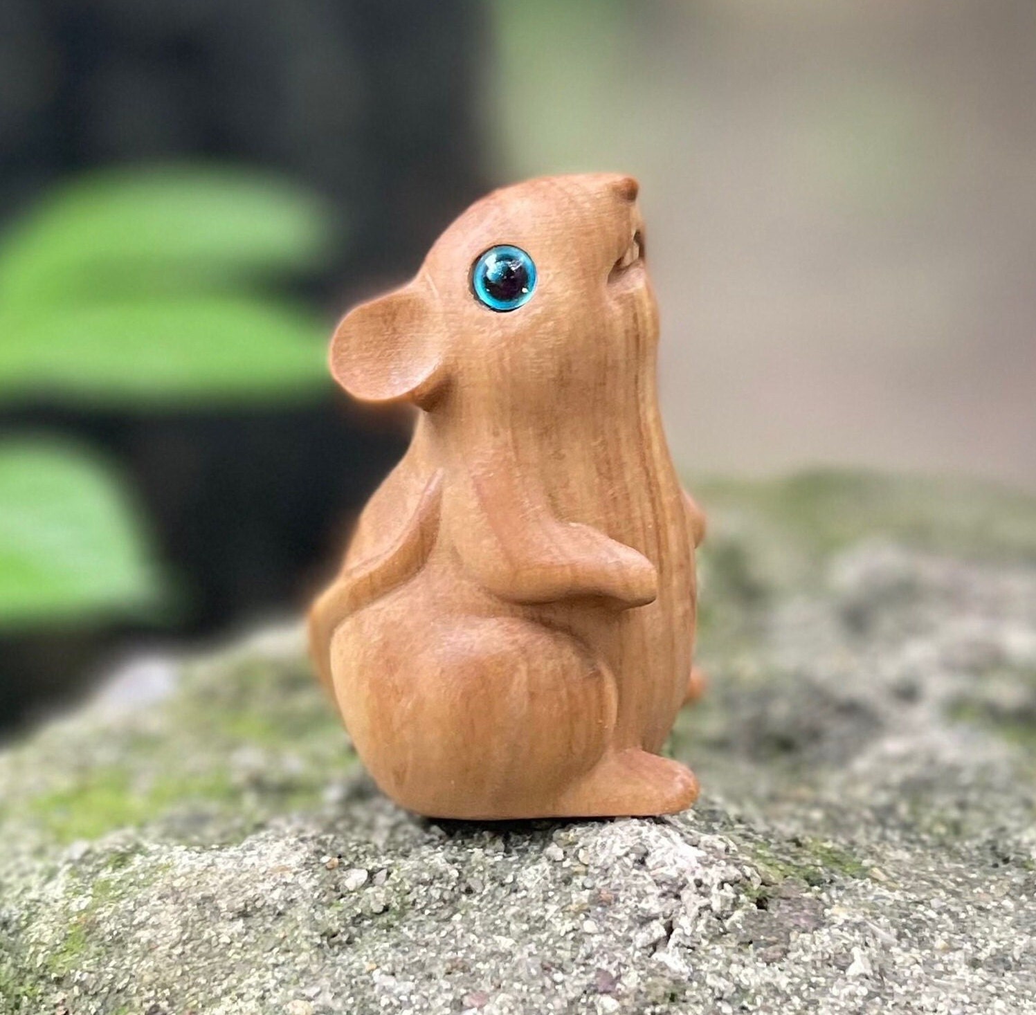 Hand Carved Wooden Mouse Figurine, Mouse Figurine, Mouse Ornaments ...