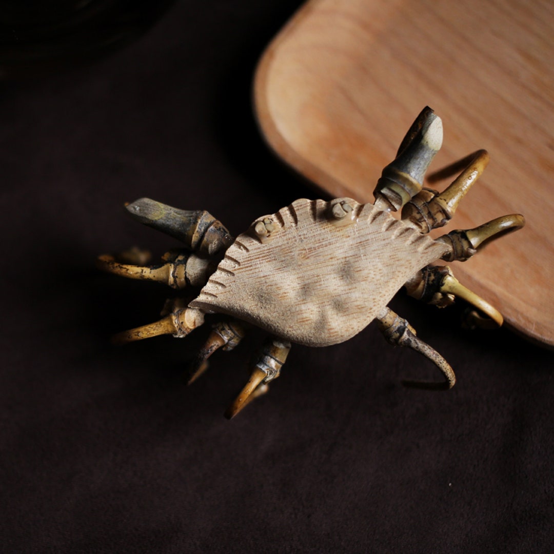 Handmade Wooden Crab Figurine, Crab Figurine Decoration Wooden Statue ...