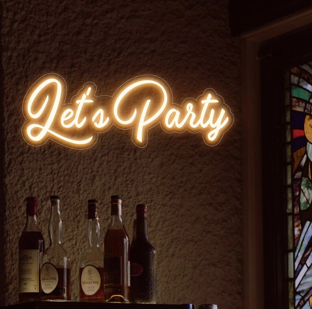 Let's Party Neon Sign, Last Name Sign Backdrop, Neon Name Sign ...