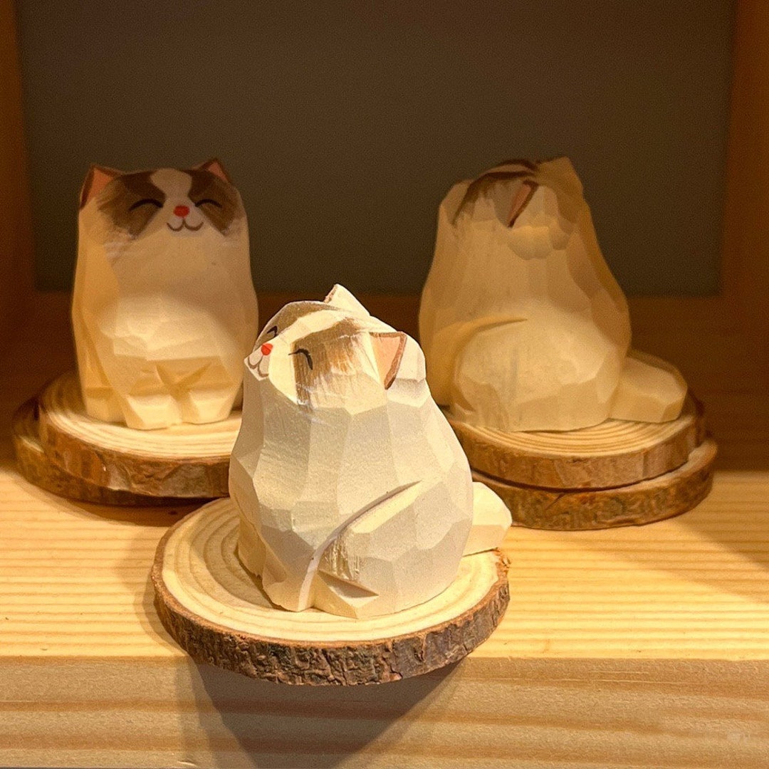 Sitting Cat Statue, Cat Decor, Handmade Wooden Cat, Cat Statue , Wooden ...