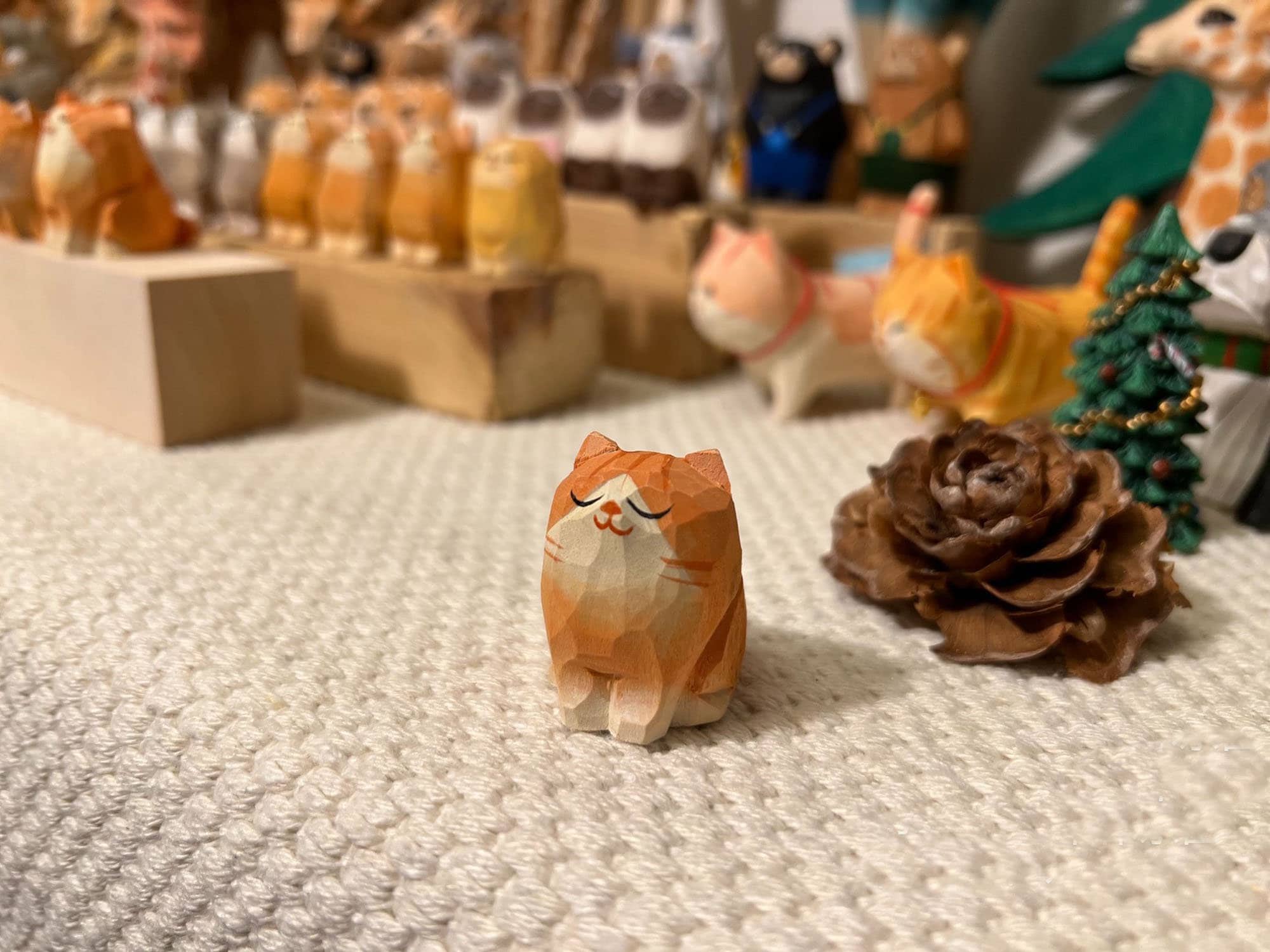 Handmade Wooden Cat Cat Statue Cute Figurines Wooden Cat - Etsy