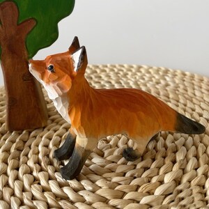 Handmade Wooden Fox, Mini Fox Statue, Wooden Fox, Fox Decoration, Wood ...