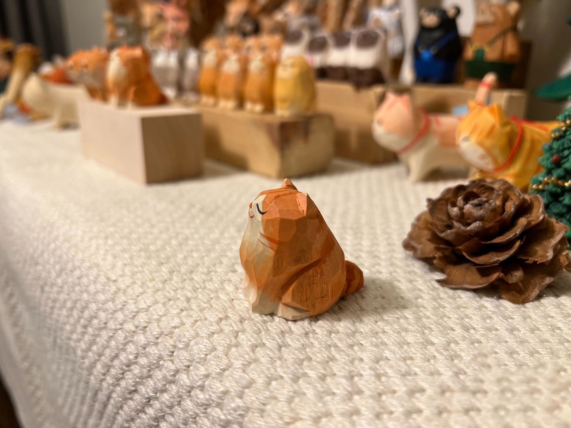 Handmade Wooden Cat Cat Statue Cute Figurines Wooden Cat - Etsy