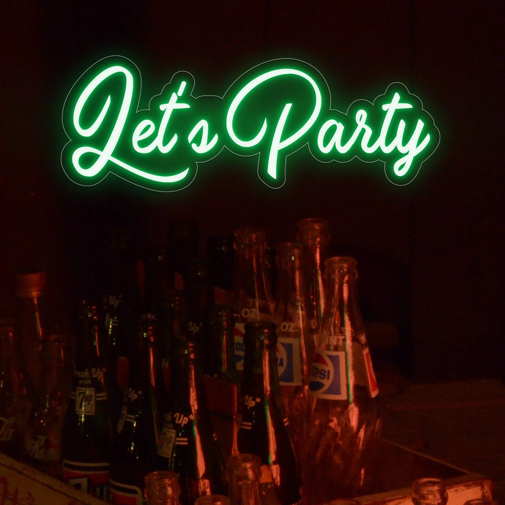 Let's Party Neon Sign, Last Name Sign Backdrop, Neon Name Sign ...