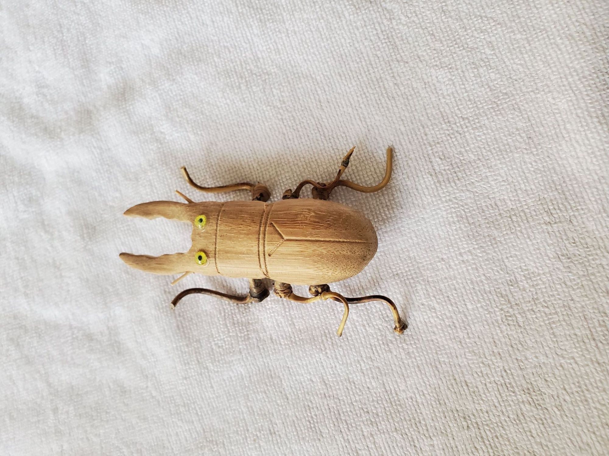 Wooden Beetle Figurine Beetle Statue Wooden Beetle Bamboo - Etsy